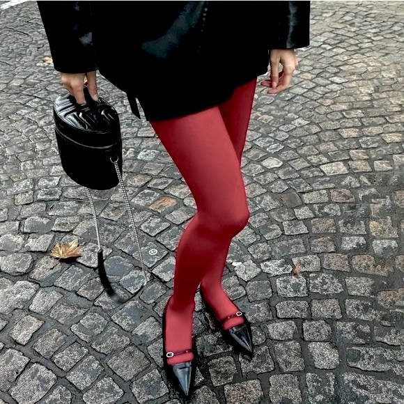 Intimates & Sleepwear | Nwt Watermelon Red Velvet Stockings Opaque ...